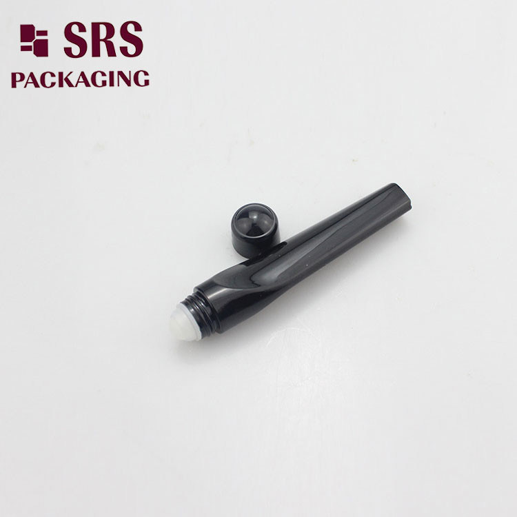 SRS packaging empty plastic black color 15ml PETG roller ball bottle